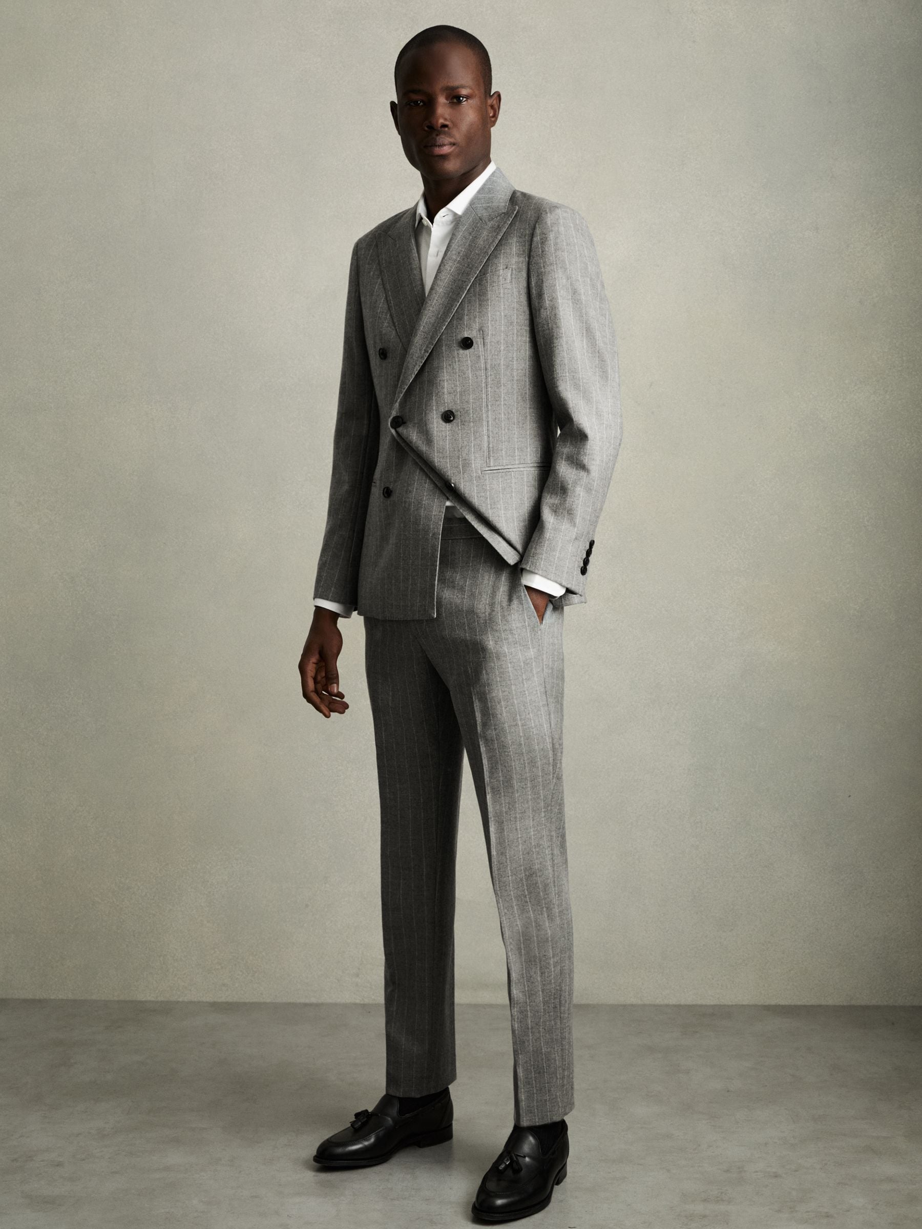 REISS Lab Slim-Fit Pinstripe Suit Trousers